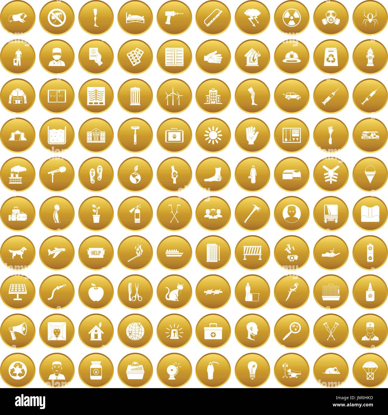 100 help icons set gold Stock Vector Image & Art - Alamy