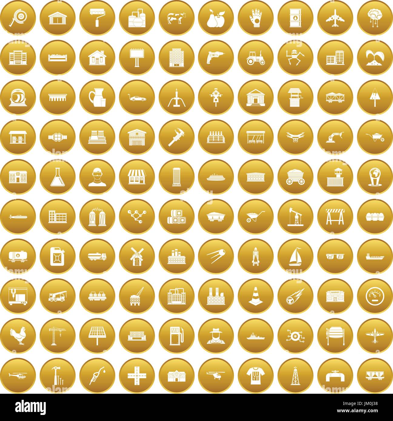 100 industry icons set gold Stock Vector Image & Art - Alamy
