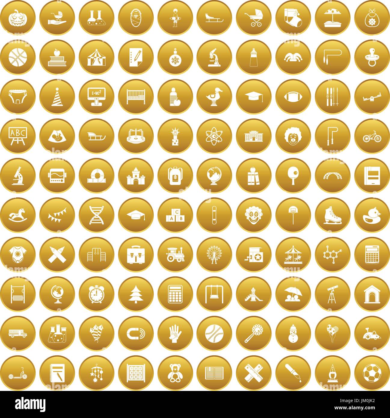 100 Kids Icons Set Gold Stock Vector Image & Art - Alamy