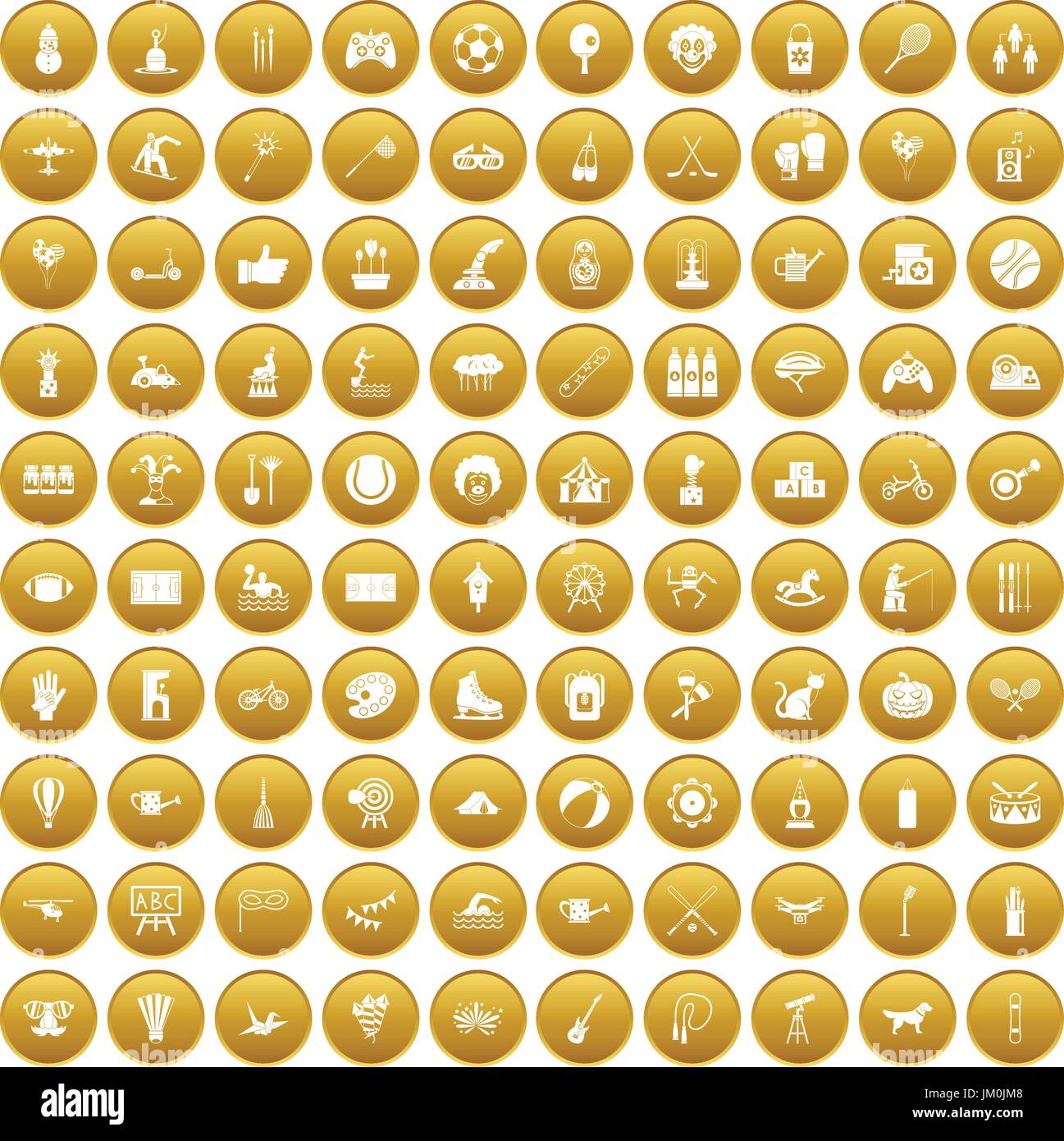 100 kids activity icons set gold Stock Vector Image & Art - Alamy