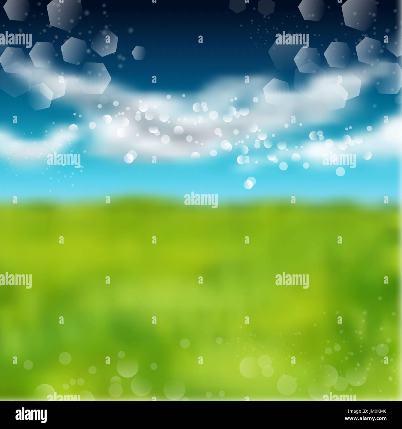 Spring and summer watercolor field background with shining sparks and ...