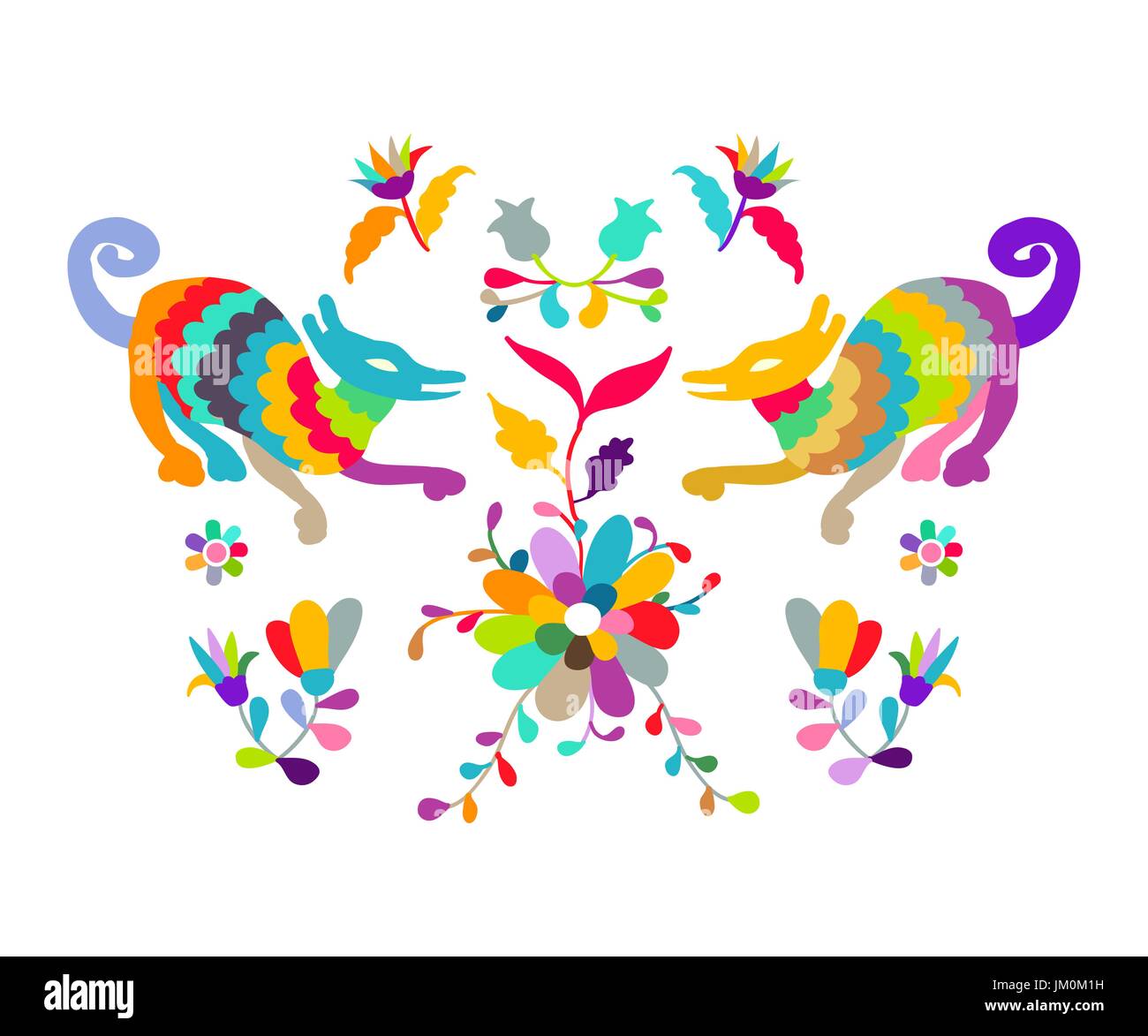Vector folk Mexican Otomi embroidery Pattern Stock Vector Image & Art ...