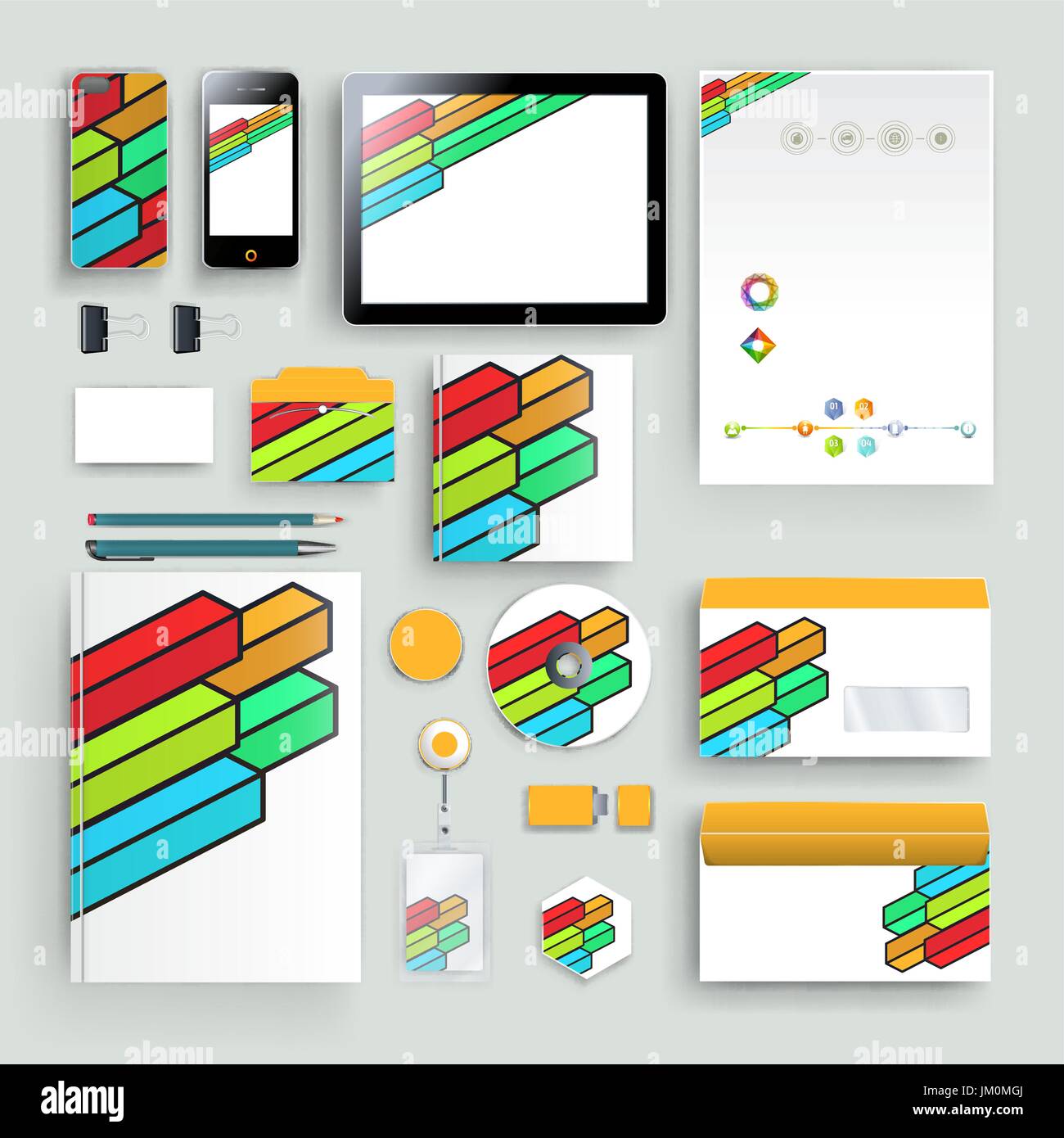 Corporate identity template with color elements. Vector company ...