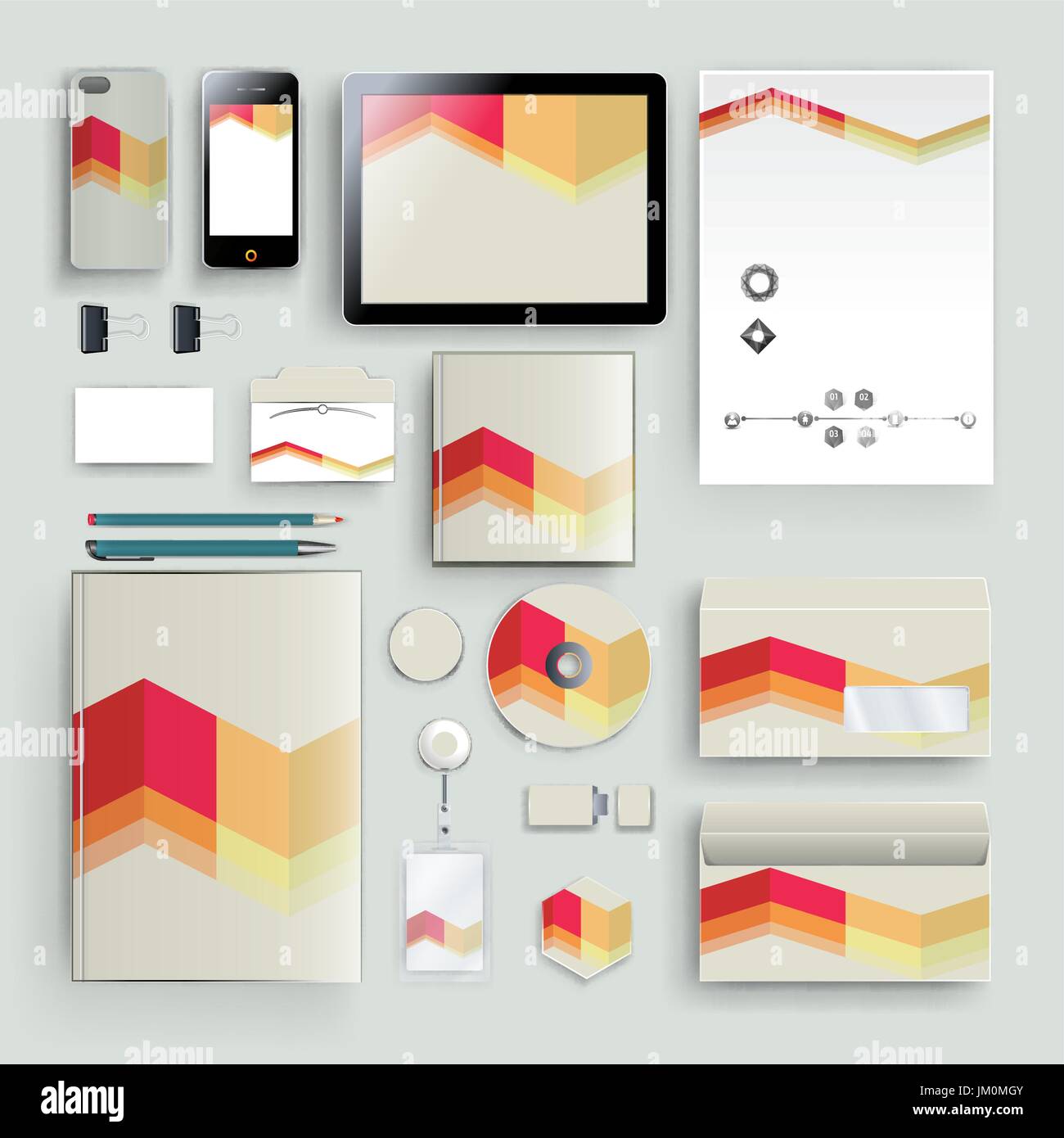 Corporate identity template with color elements. Vector company ...