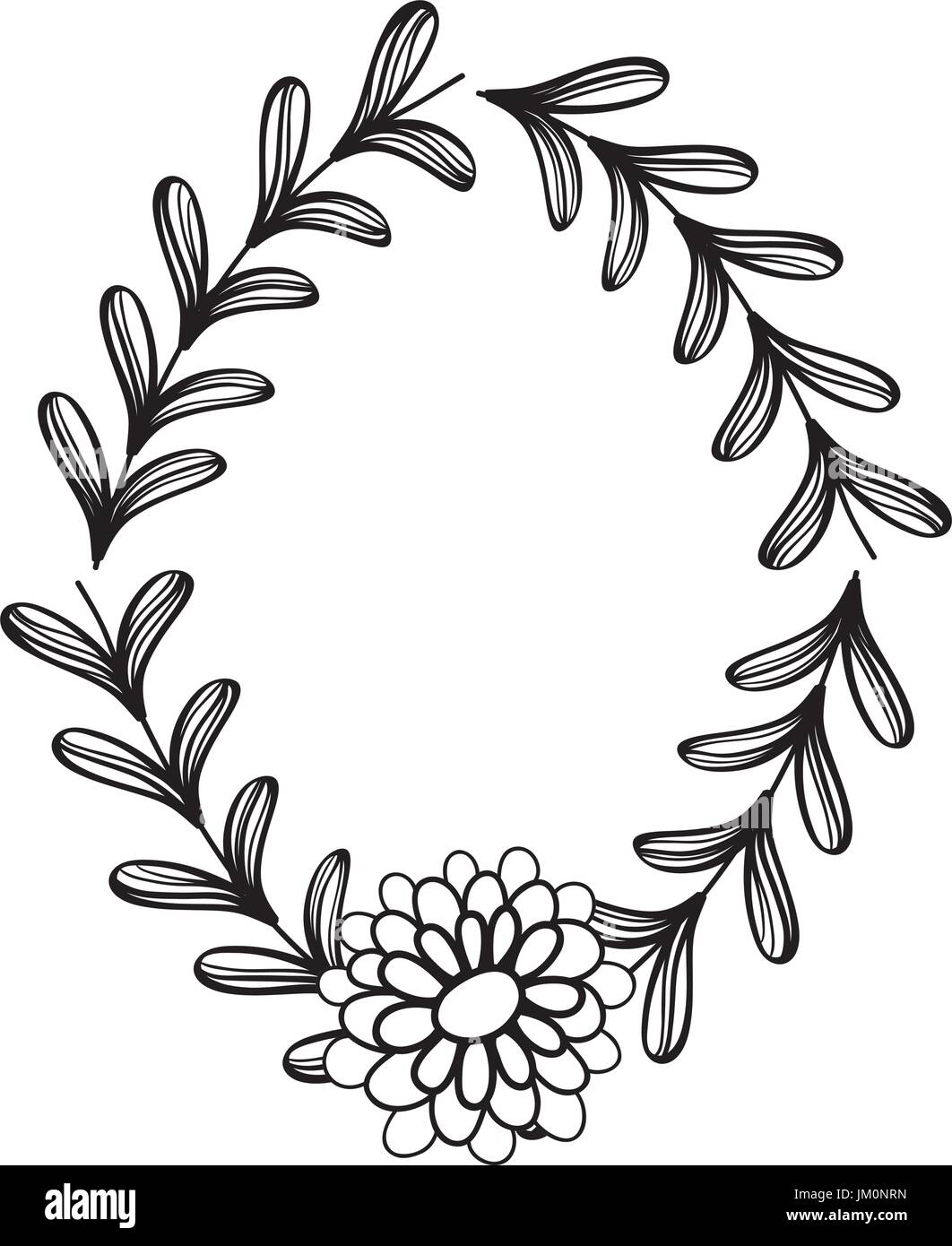 rustic circle branches with leaves and flowers Stock Vector Image & Art ...