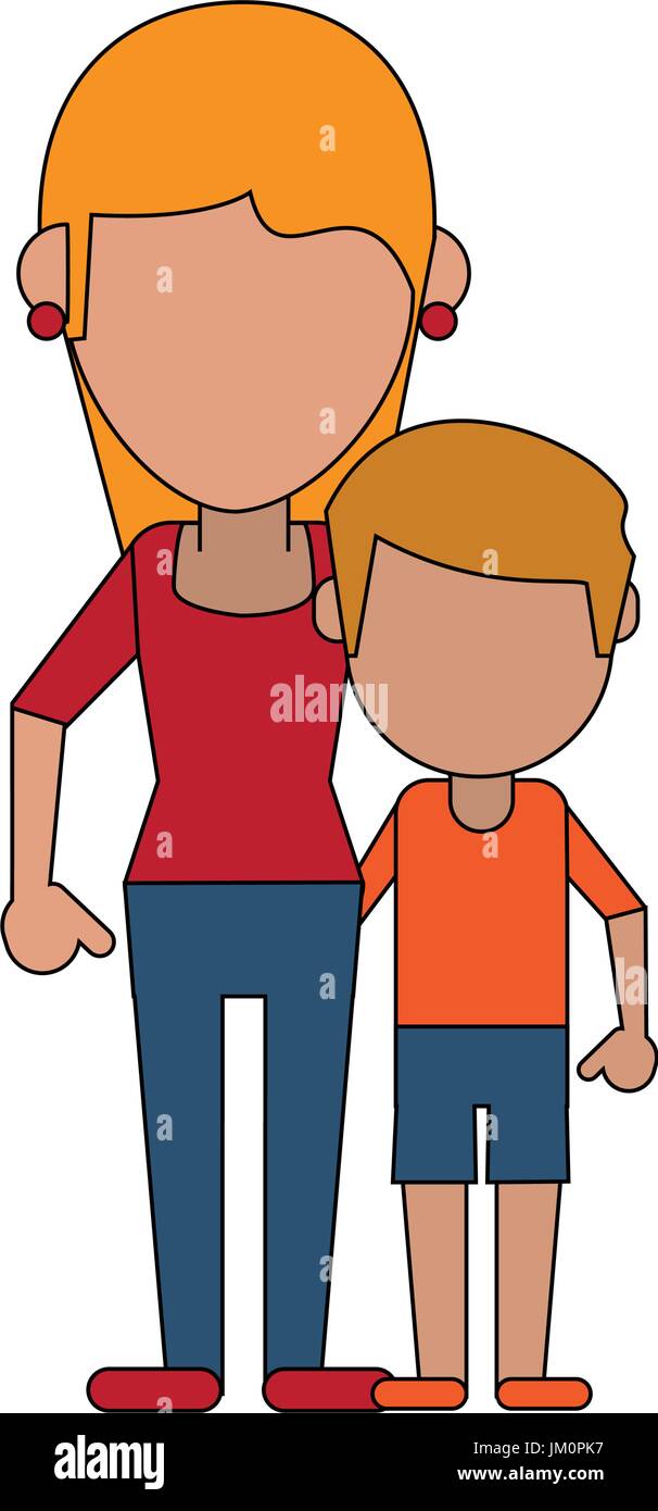 faceless mother and child cartoon Stock Vector Image & Art - Alamy