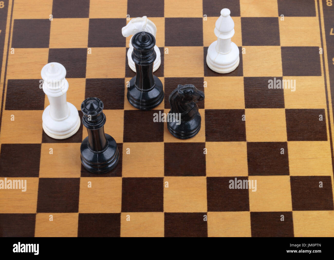 wooden checkerboard with figures Stock Photo - Alamy