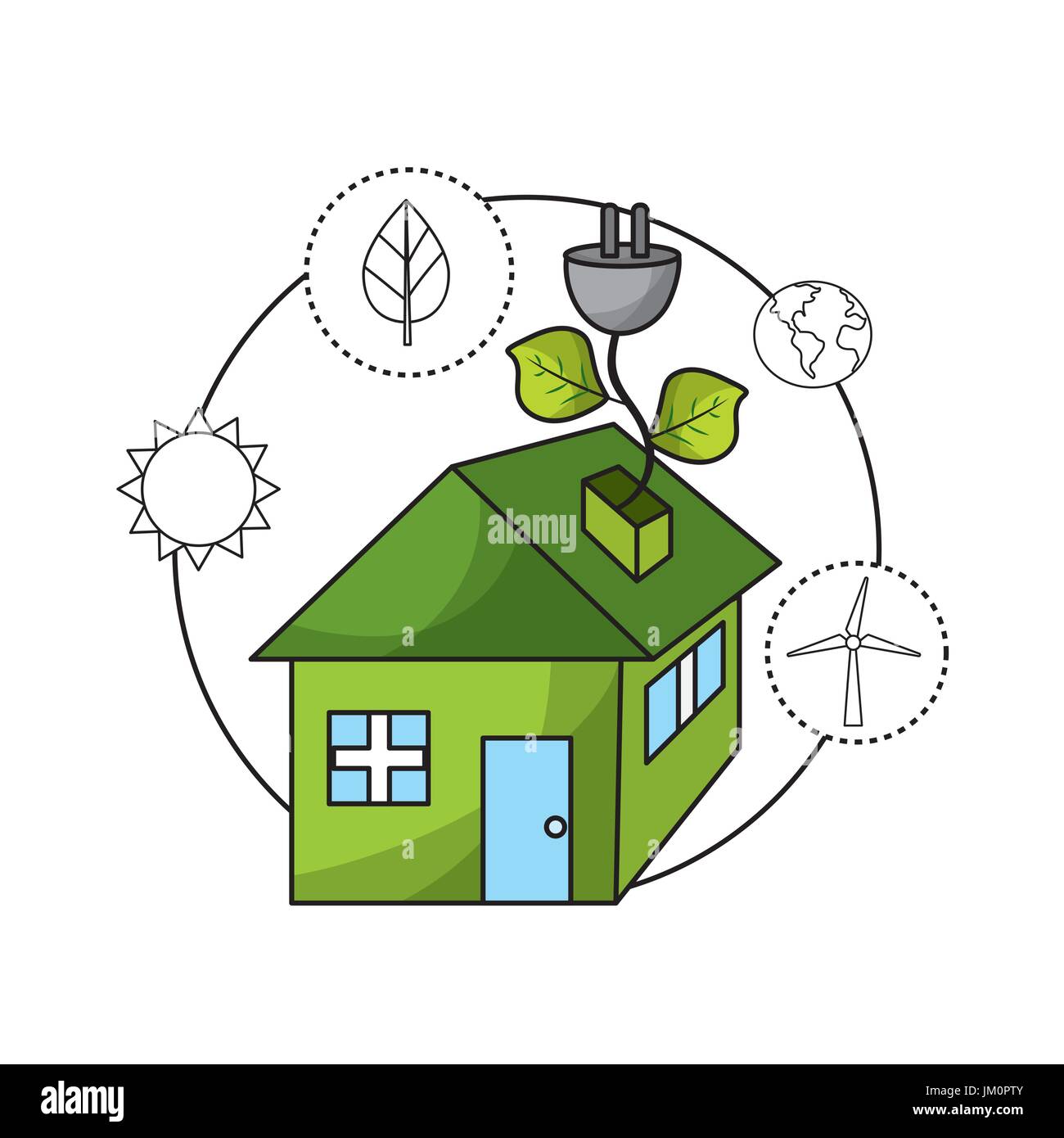 ecological house with environment care icons Stock Vector Image & Art ...