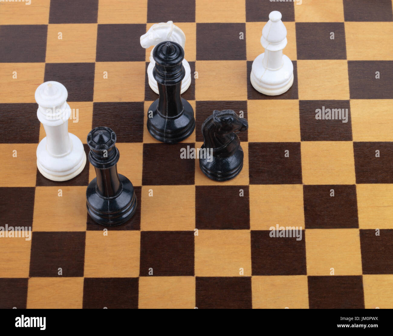 wooden checkerboard with figures Stock Photo - Alamy