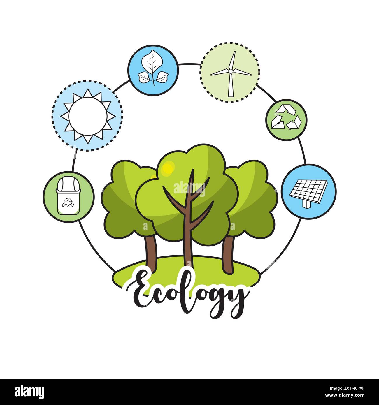 ecological trees with environment care icons Stock Vector Image & Art ...