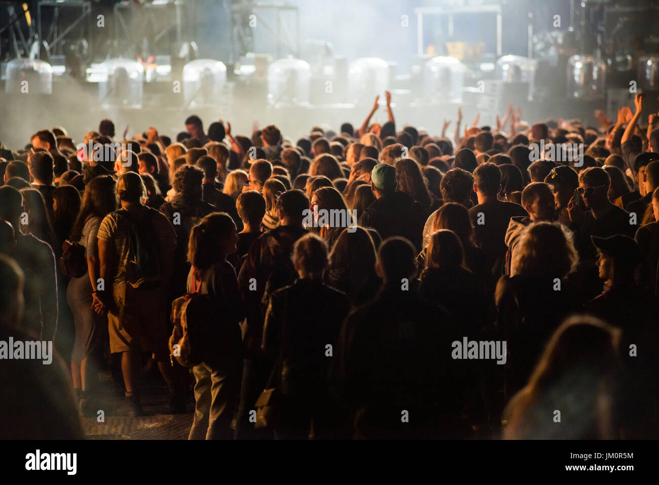 BONTIDA, ROMANIA - JULY 14, 2017: Crowd of people enjoying an ...