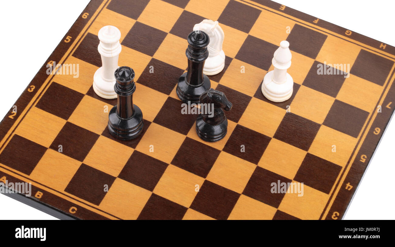 wooden checkerboard with figures Stock Photo - Alamy