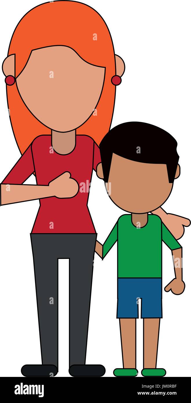 faceless mother and child cartoon Stock Vector Image & Art - Alamy