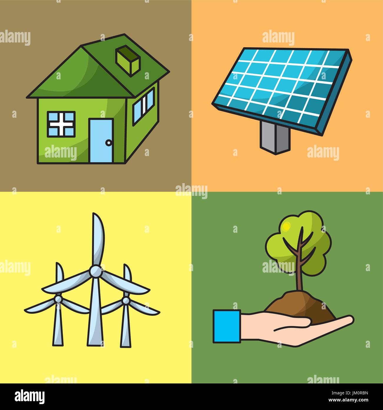 set ecological conservation with environment protection Stock Vector ...