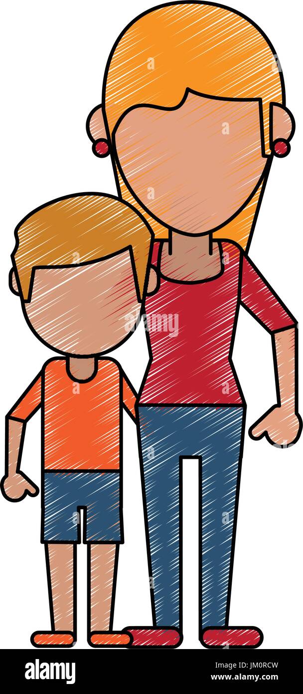 faceless mother and child cartoon Stock Vector Image & Art - Alamy