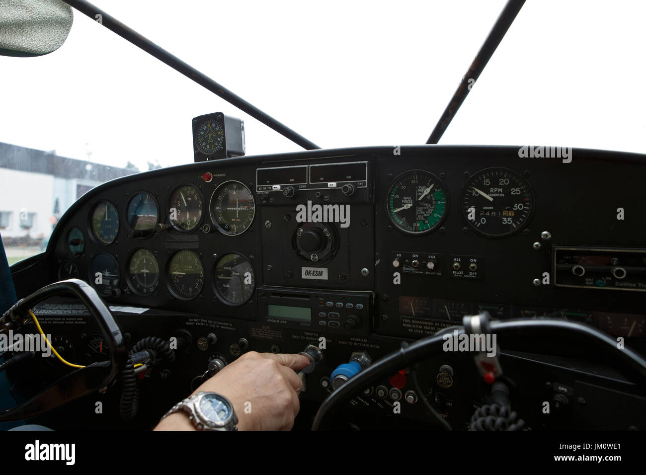 pilot cabin of small aeroplane Stock Photo - Alamy