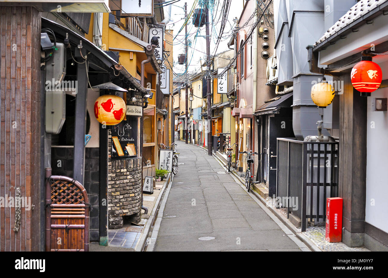 KYOTO, JAPAN - July 24, 2017: Pontocho Street, Kyoto, Japan, lying ...