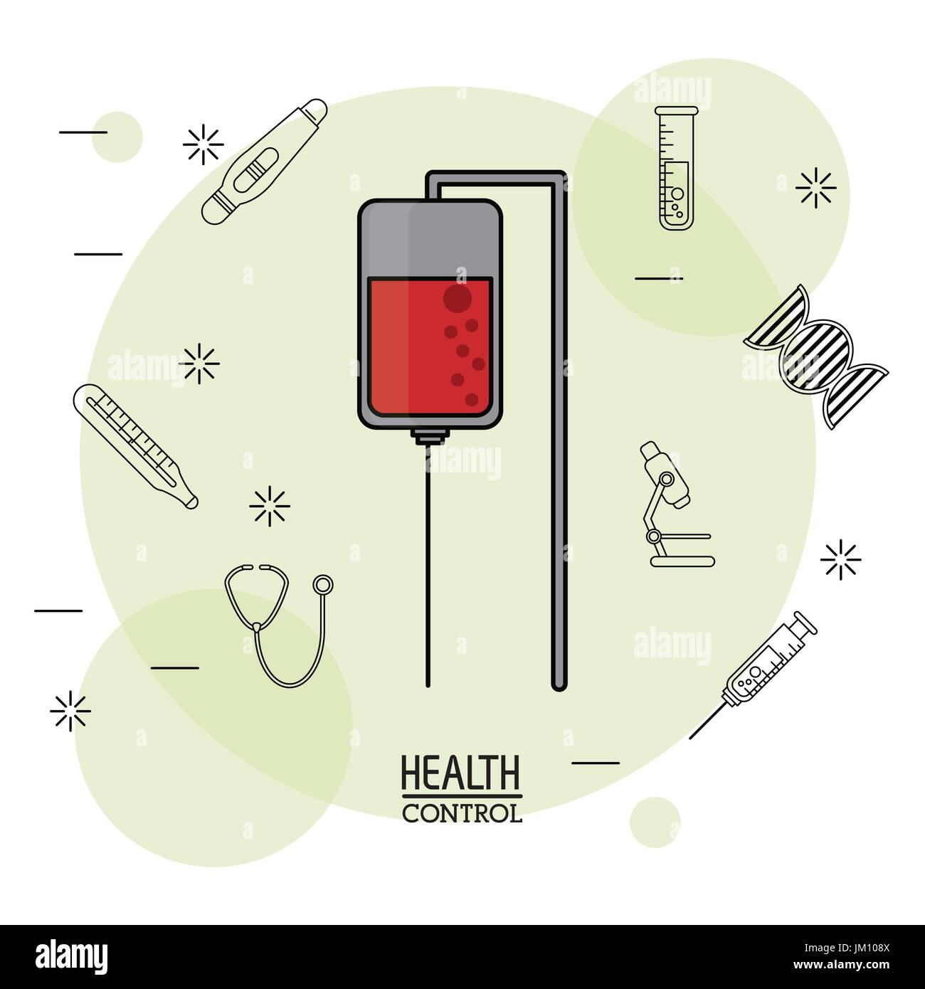 Poster white background with black silhouette icons of health control ...