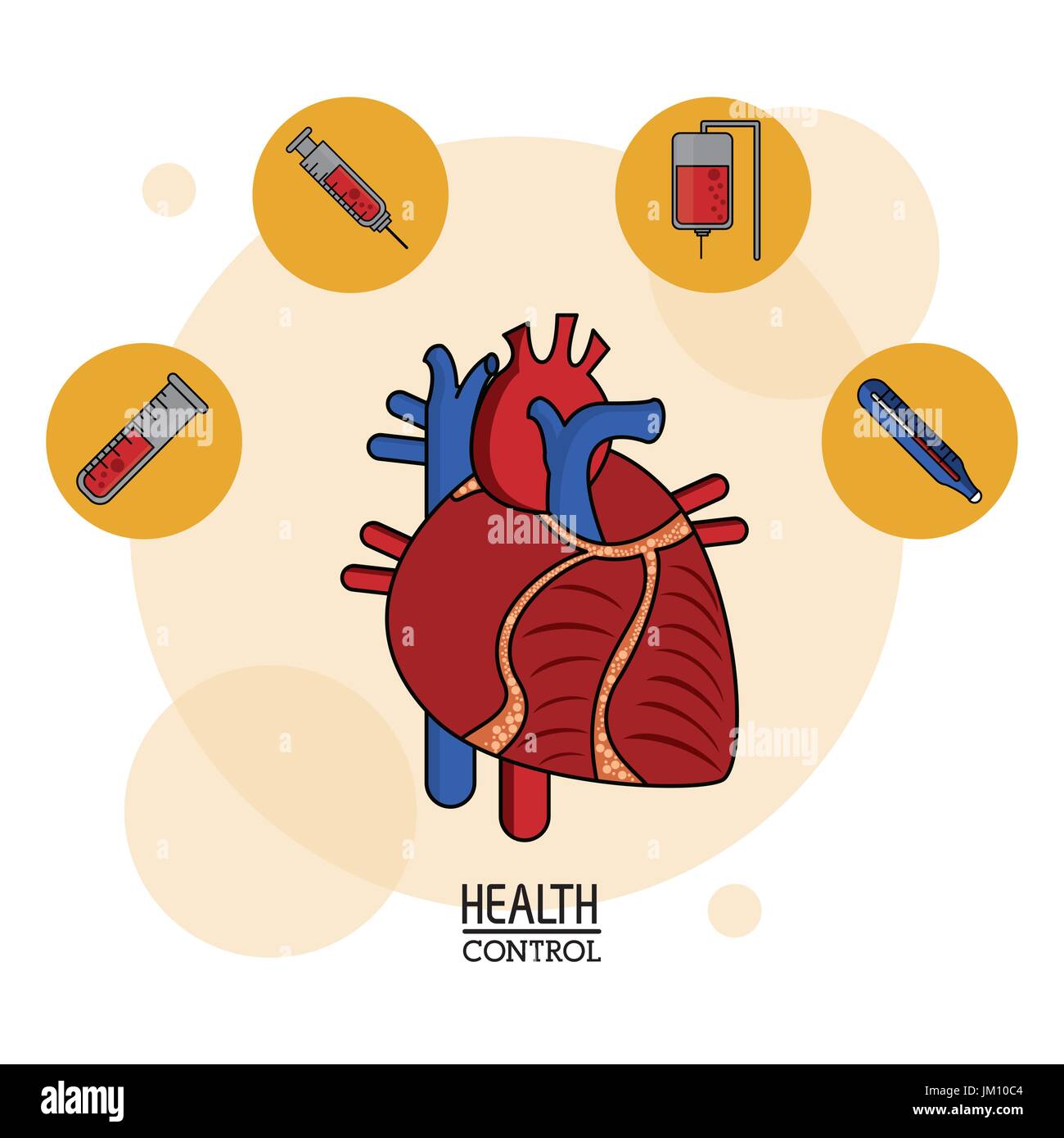colorful Poster of health control in white background with human heart ...