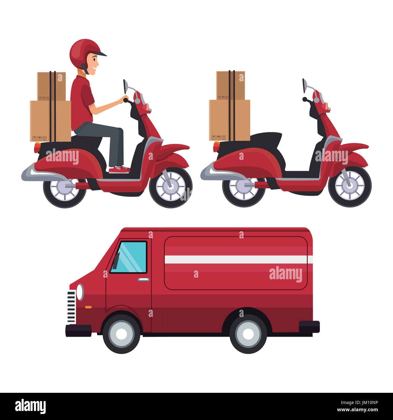 white background with set vehicles of transport fast delivery Stock ...