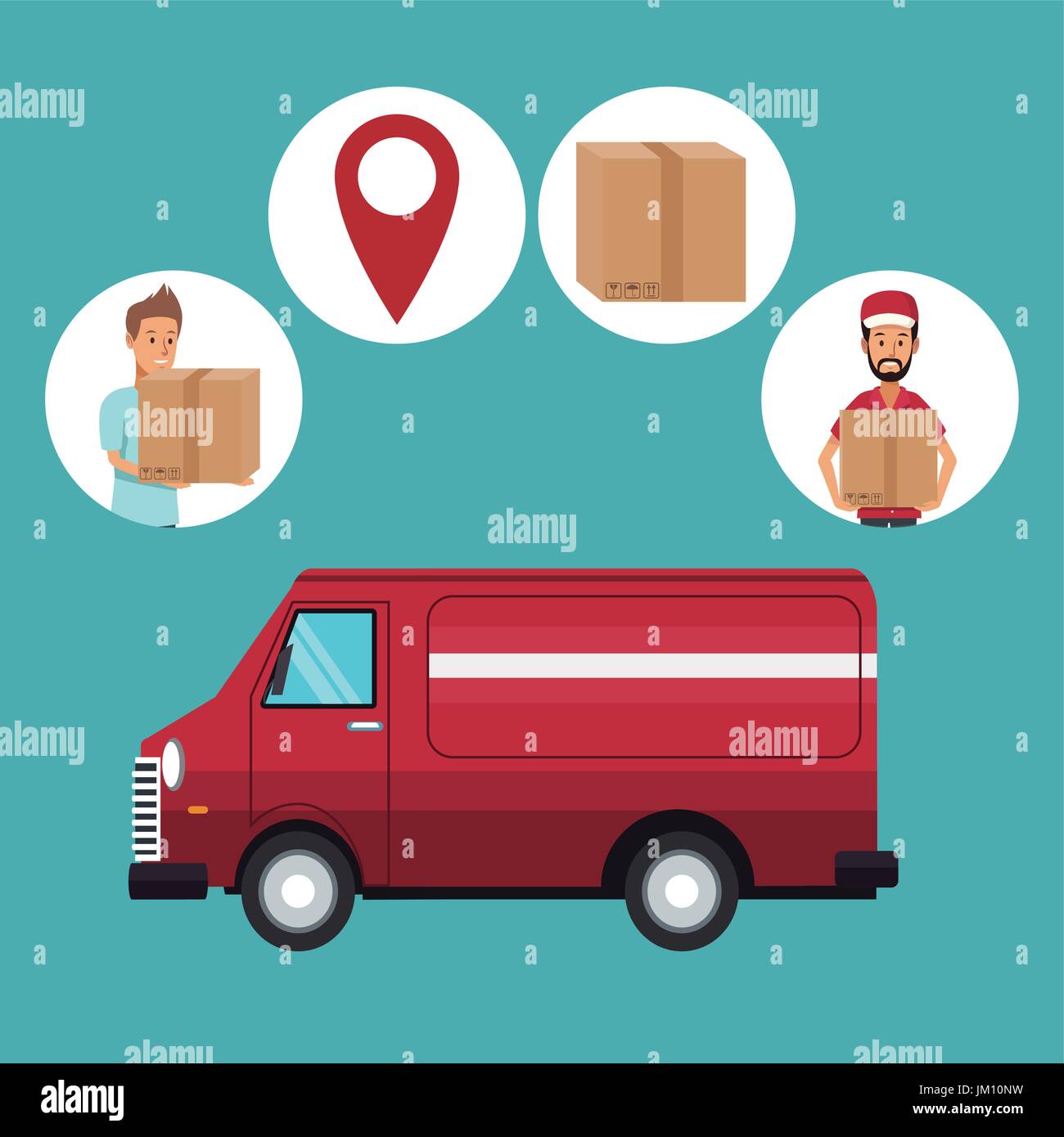 color background with truck and icons fast delivery Stock Vector Image ...