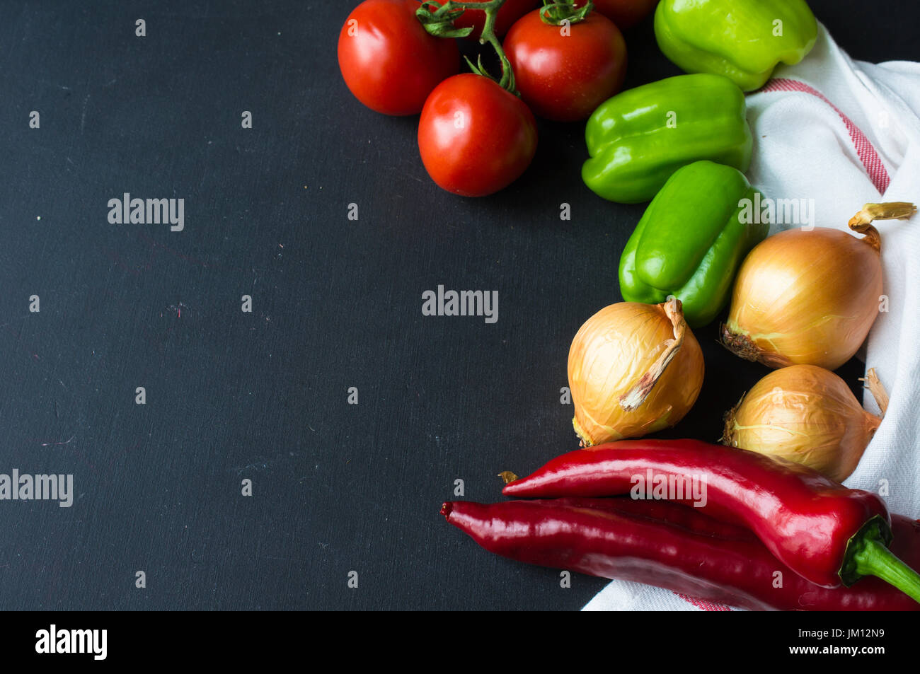 Detox group with fresh organic vegetables on dark wooden table Stock ...