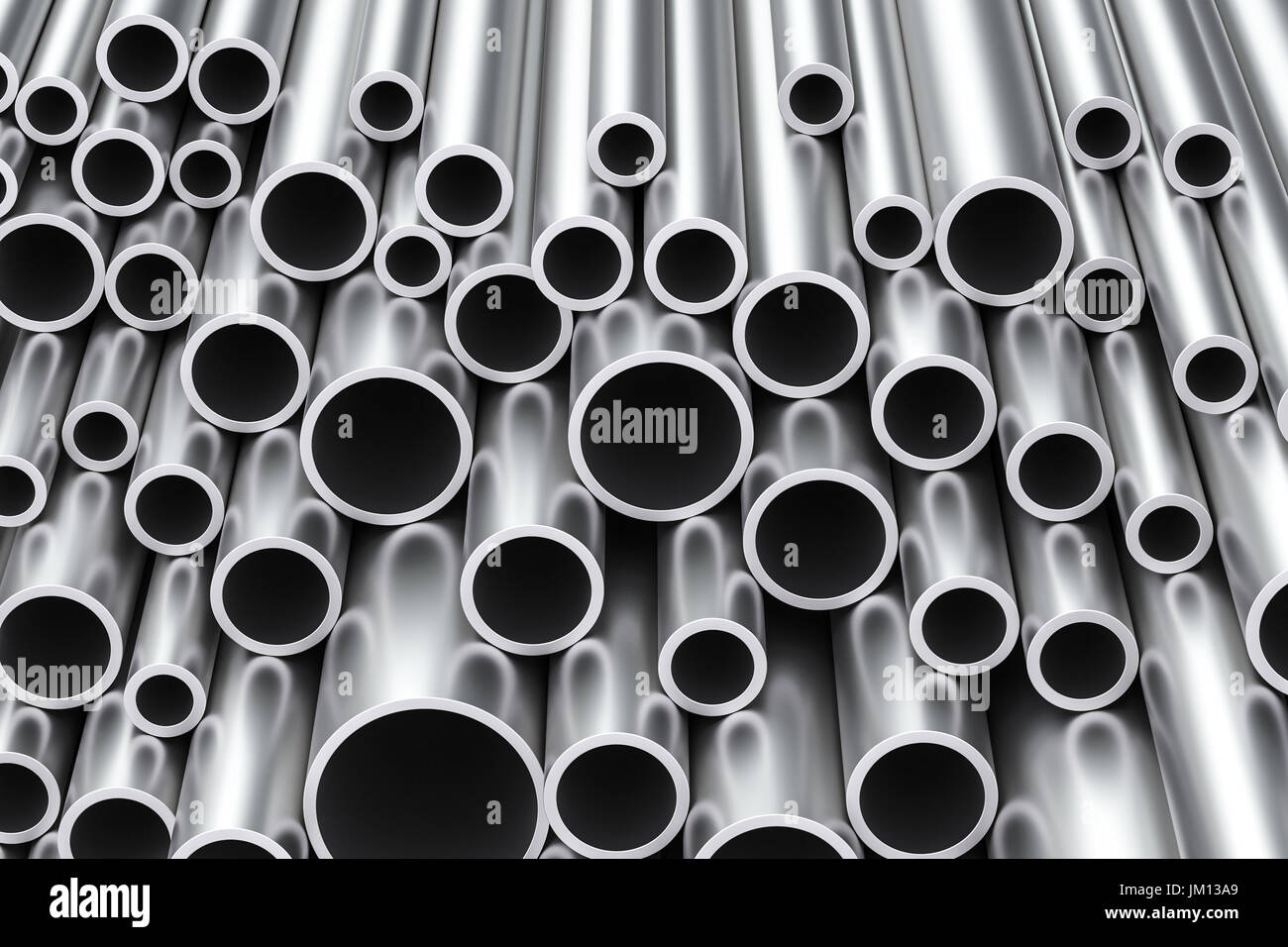steel pipes background closeup, 3D rendering Stock Photo - Alamy