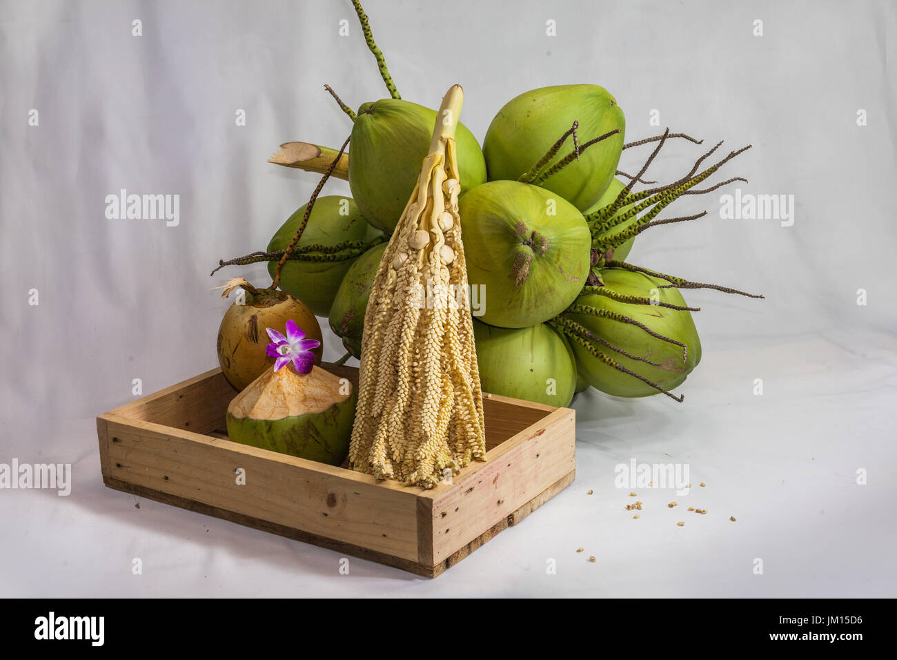 Coconut group on wood hi-res stock photography and images - Alamy