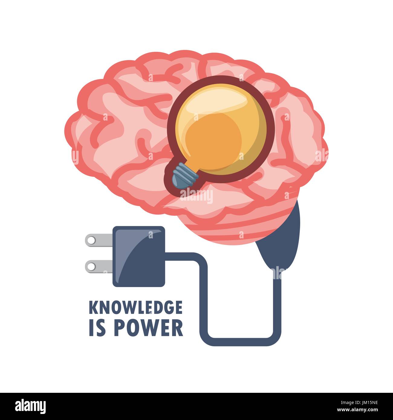 brain with bulb inside and power cable Stock Vector Image & Art - Alamy