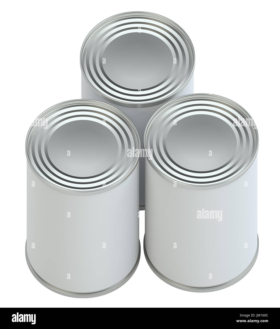 Metal tin can with white paper label Stock Photo - Alamy