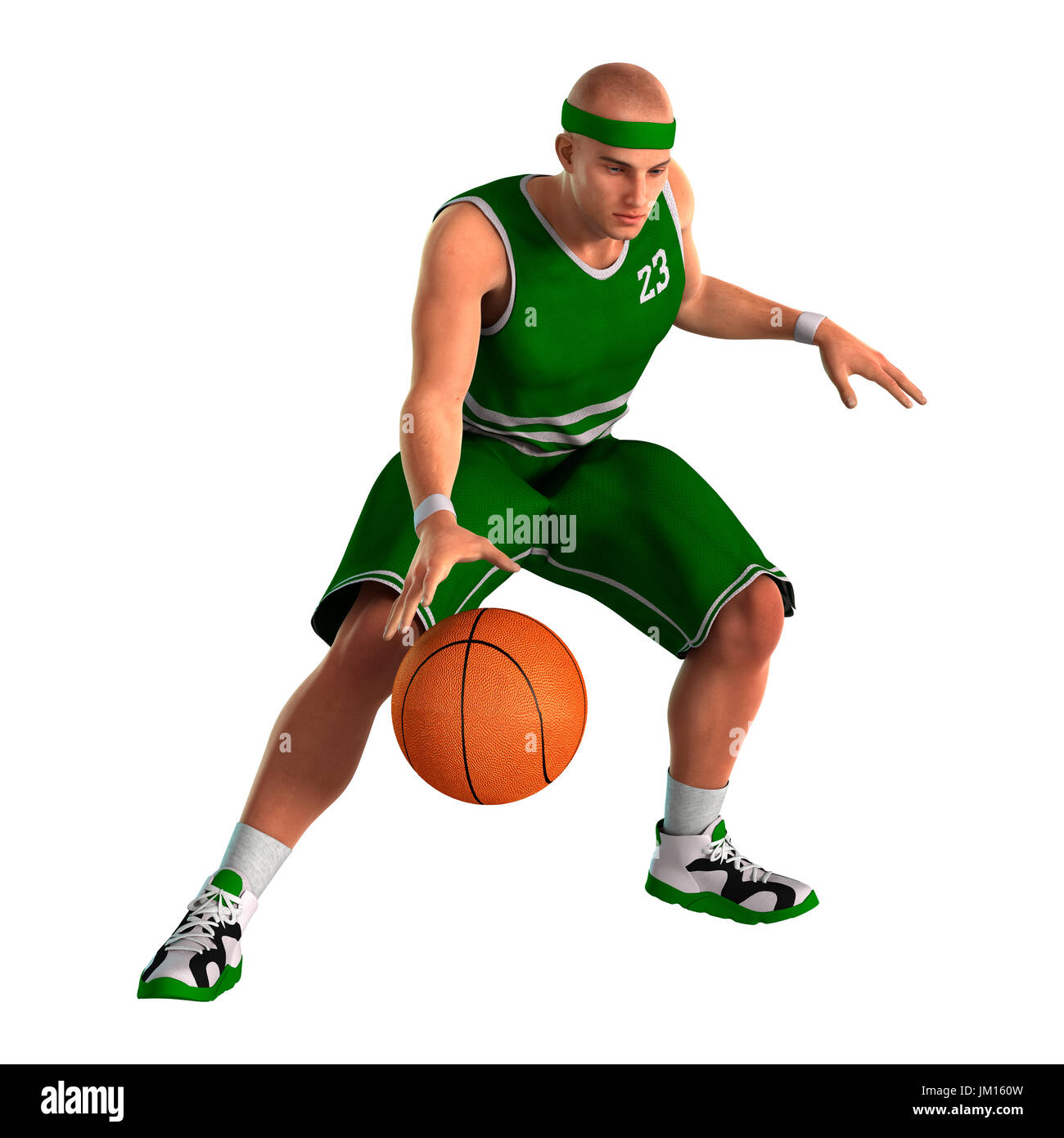 3D rendering of a male basketball player isolated on white background ...