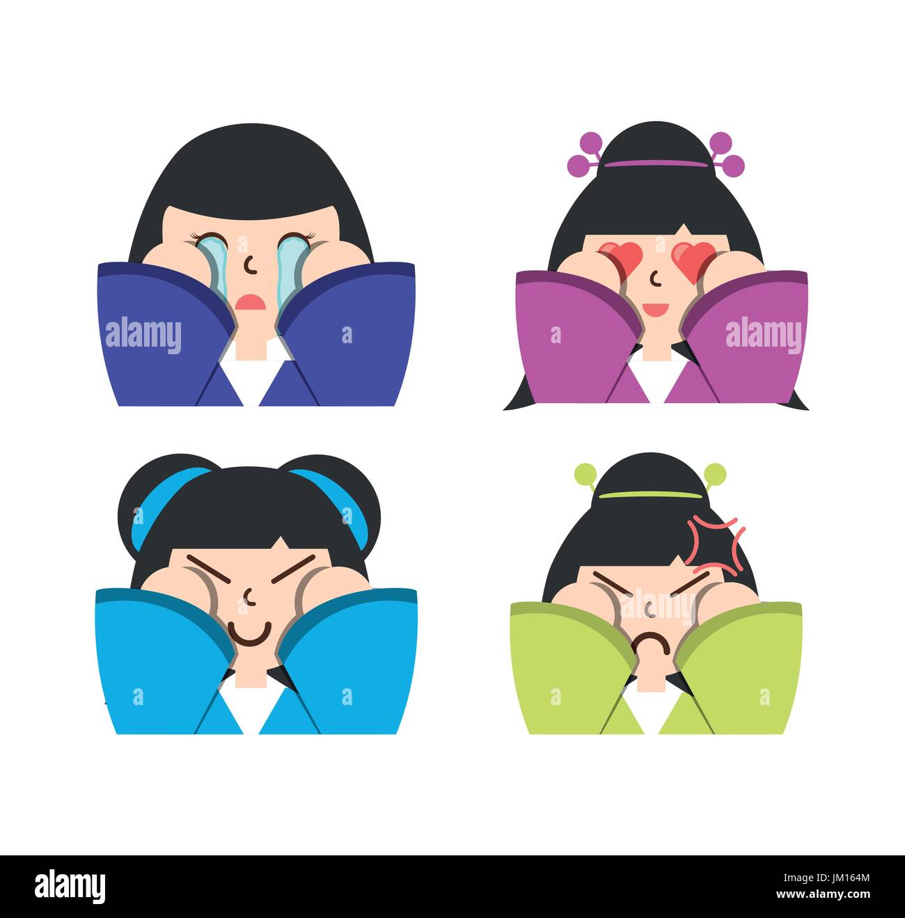 set japanese women faces with expression Stock Vector Image & Art - Alamy