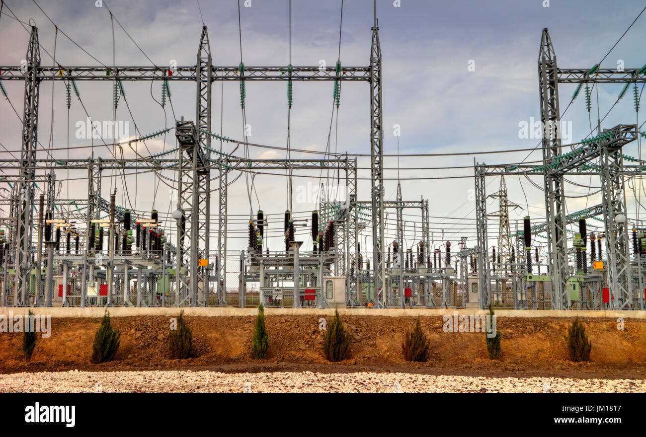 High voltage switchyard in modern electrical substation Stock Photo - Alamy