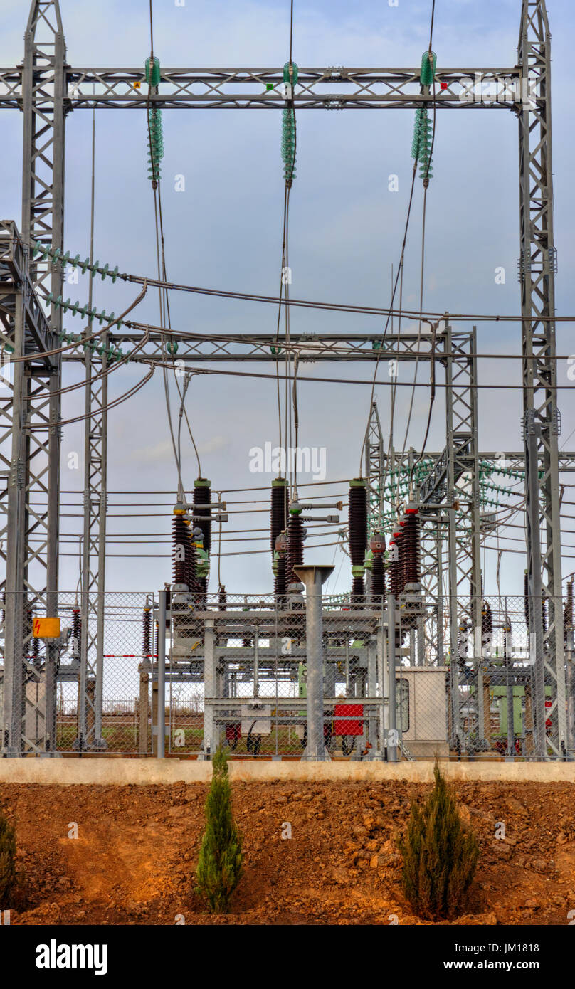 High voltage switchyard in modern electrical substation Stock Photo - Alamy