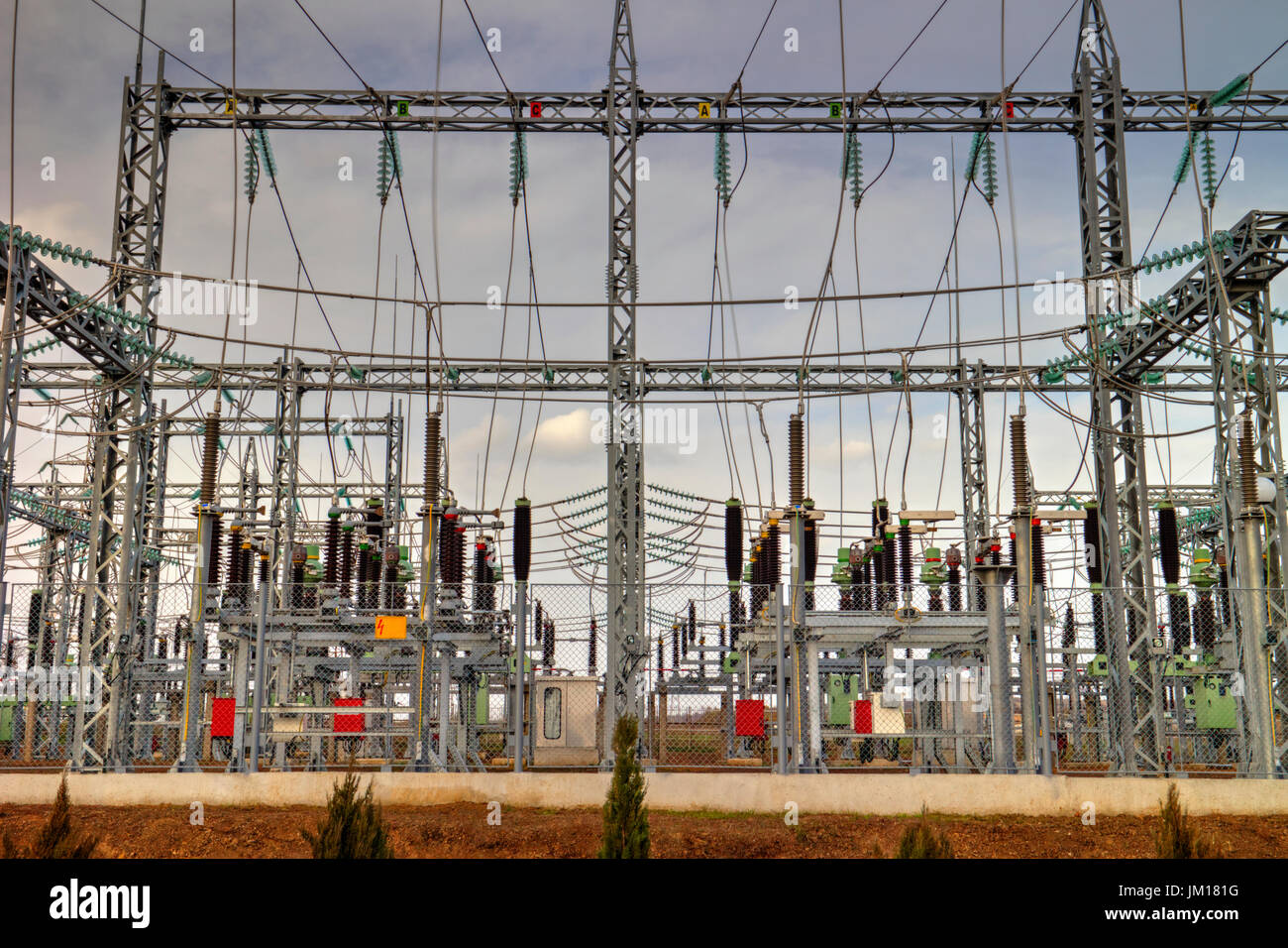 High voltage switchyard in modern electrical substation Stock Photo - Alamy