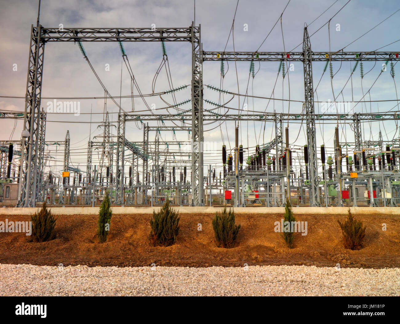 High voltage switchyard in modern electrical substation Stock Photo - Alamy
