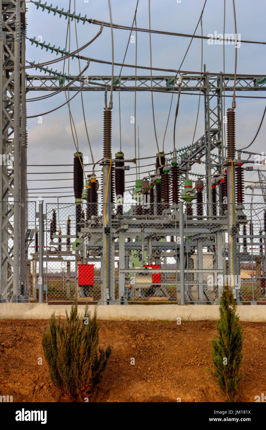 High voltage switchyard in modern electrical substation Stock Photo - Alamy