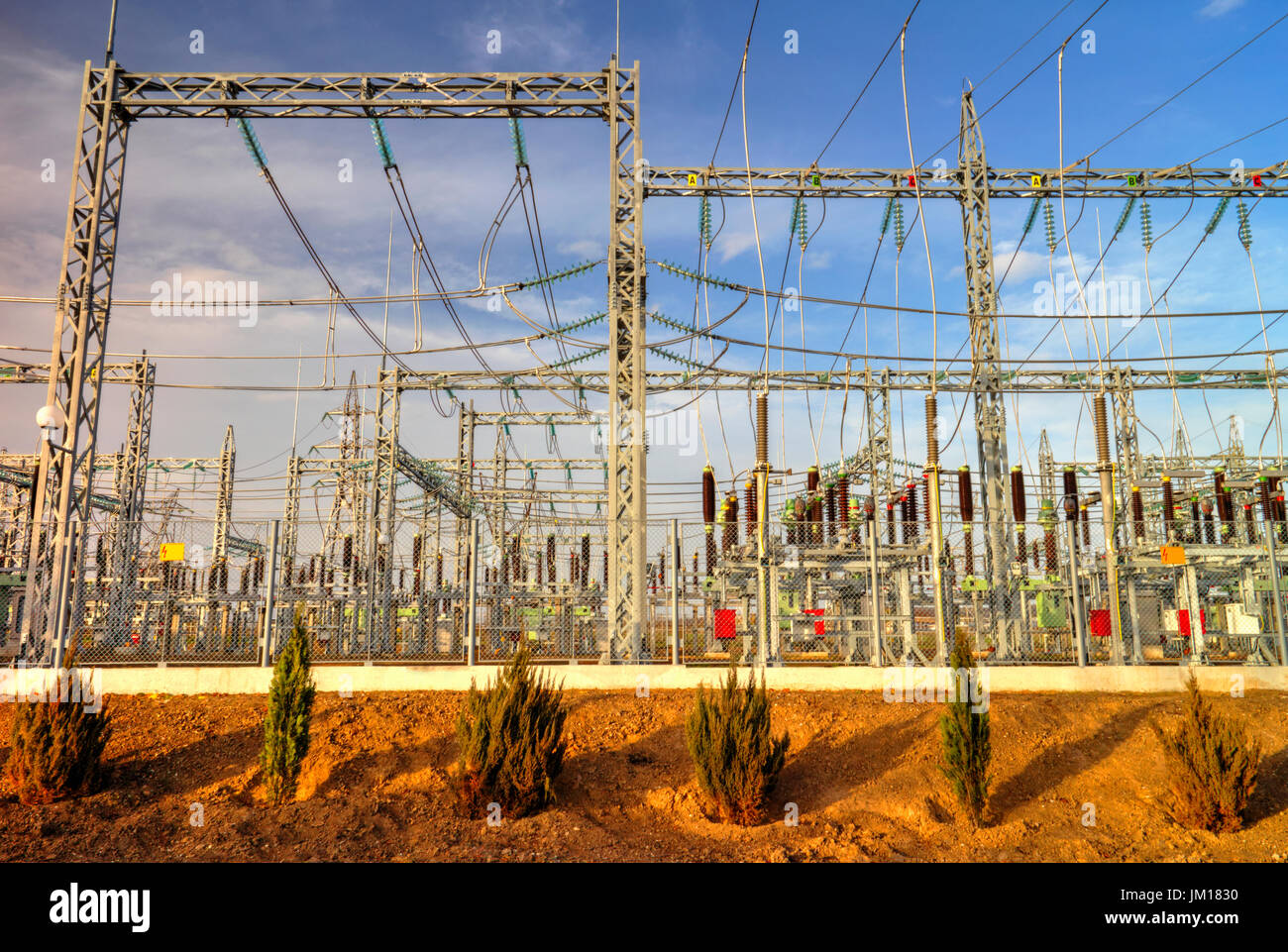High voltage switchyard in modern electrical substation Stock Photo - Alamy