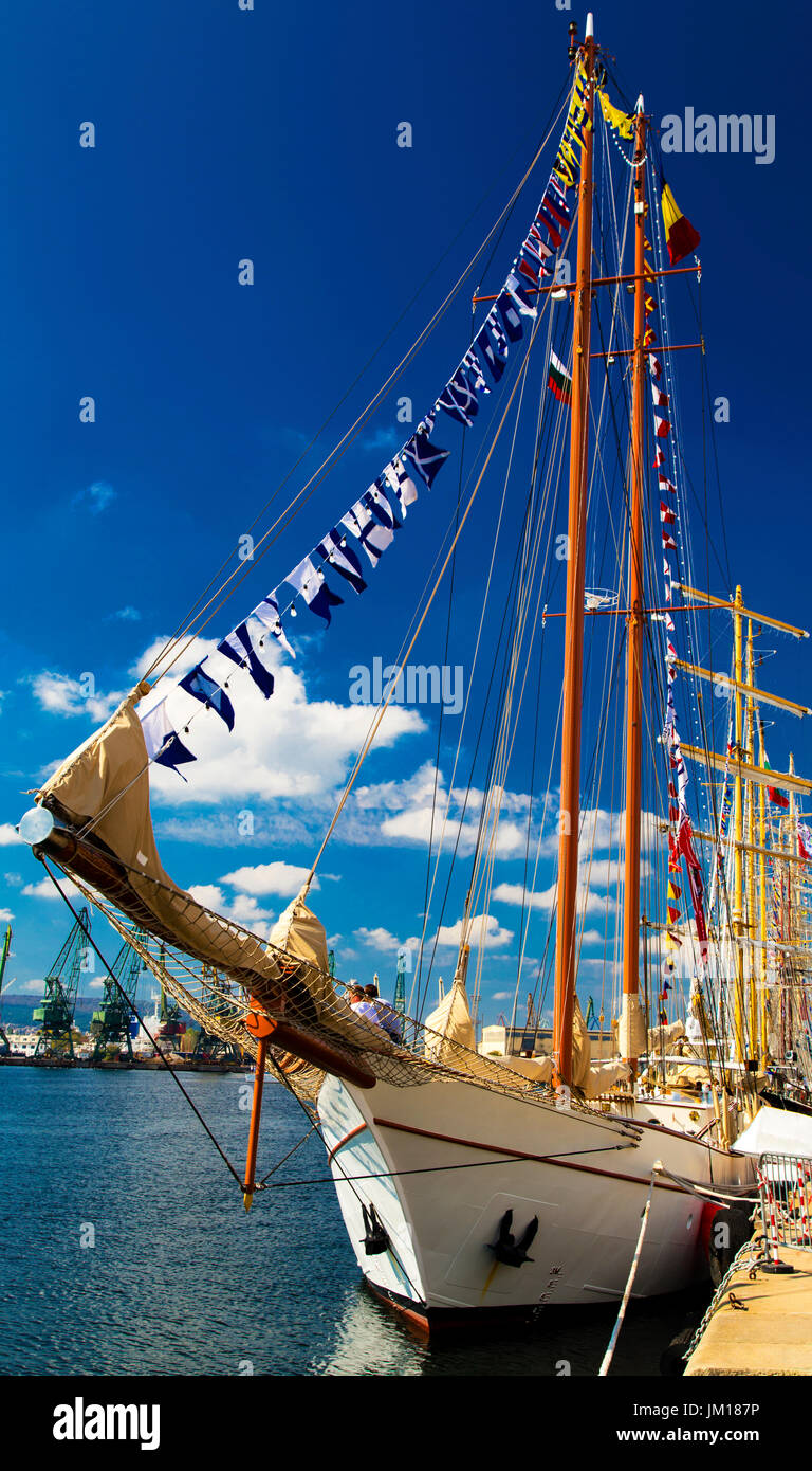 Sailing ship in the port Stock Photo - Alamy