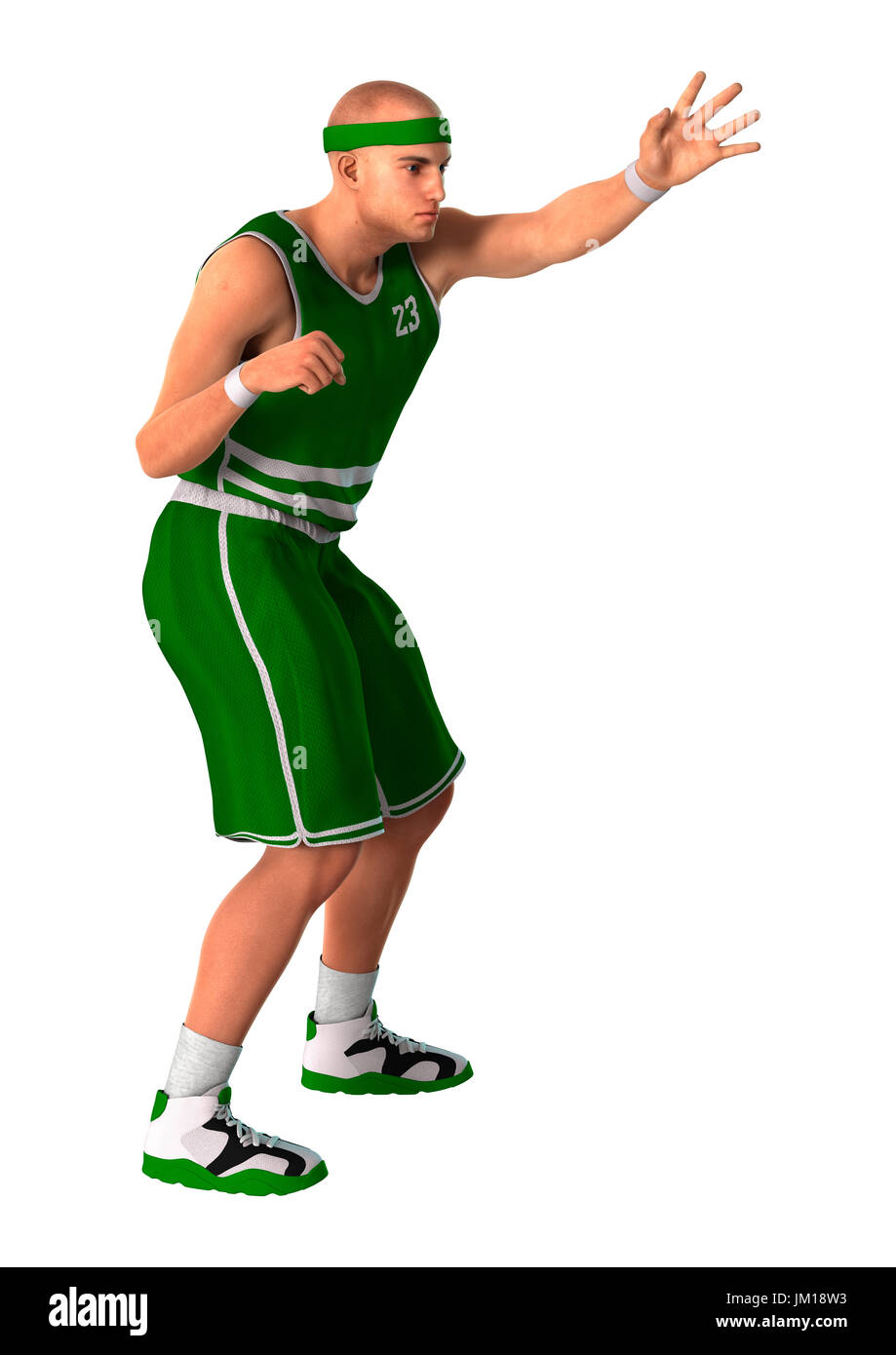 3D rendering of a male basketball player isolated on white background ...