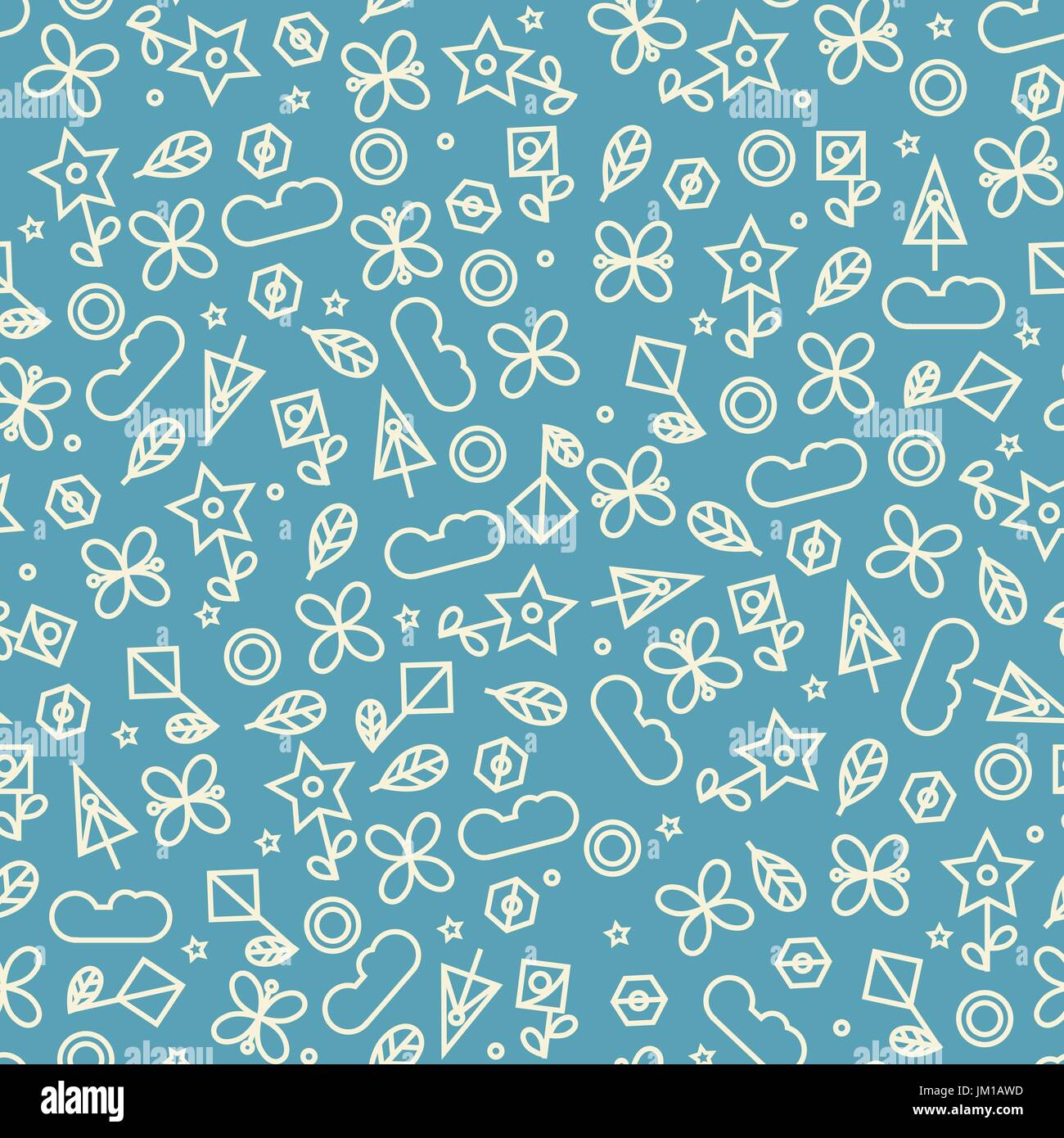 Doodle style seamless pattern with flowers and other nature elements.Vector Stock Vector Image ...