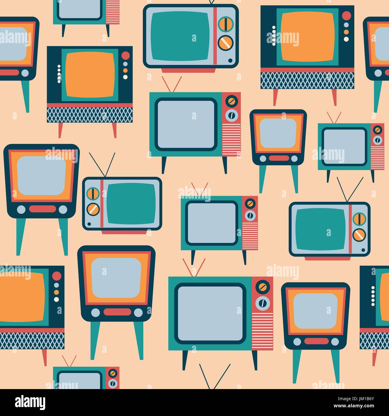 seamless pattern with retro tv, vector format Stock Vector Image & Art ...
