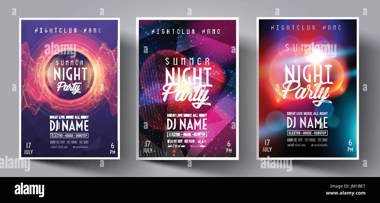 Dance Club Night Summer Party Flyer Brochure Layout Template. Club ...