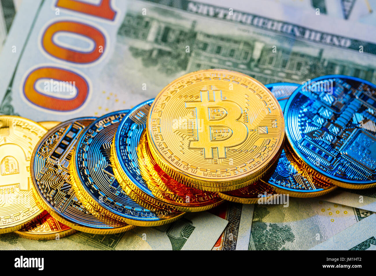 Golden Bitcoins (new virtual money Stock Photo - Alamy