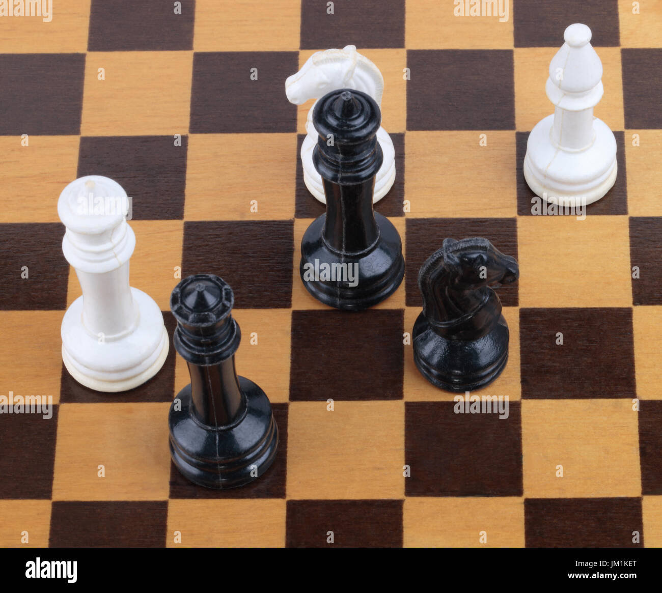 wooden checkerboard with figures Stock Photo - Alamy