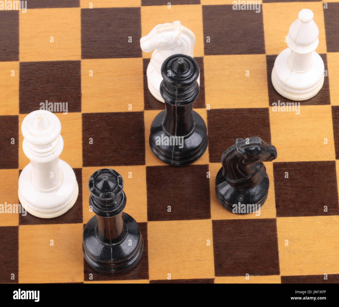 wooden checkerboard with figures Stock Photo - Alamy