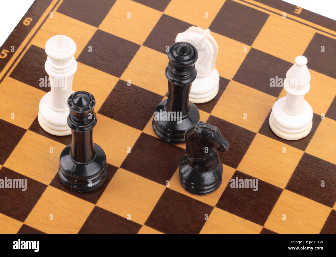 wooden checkerboard with figures Stock Photo - Alamy