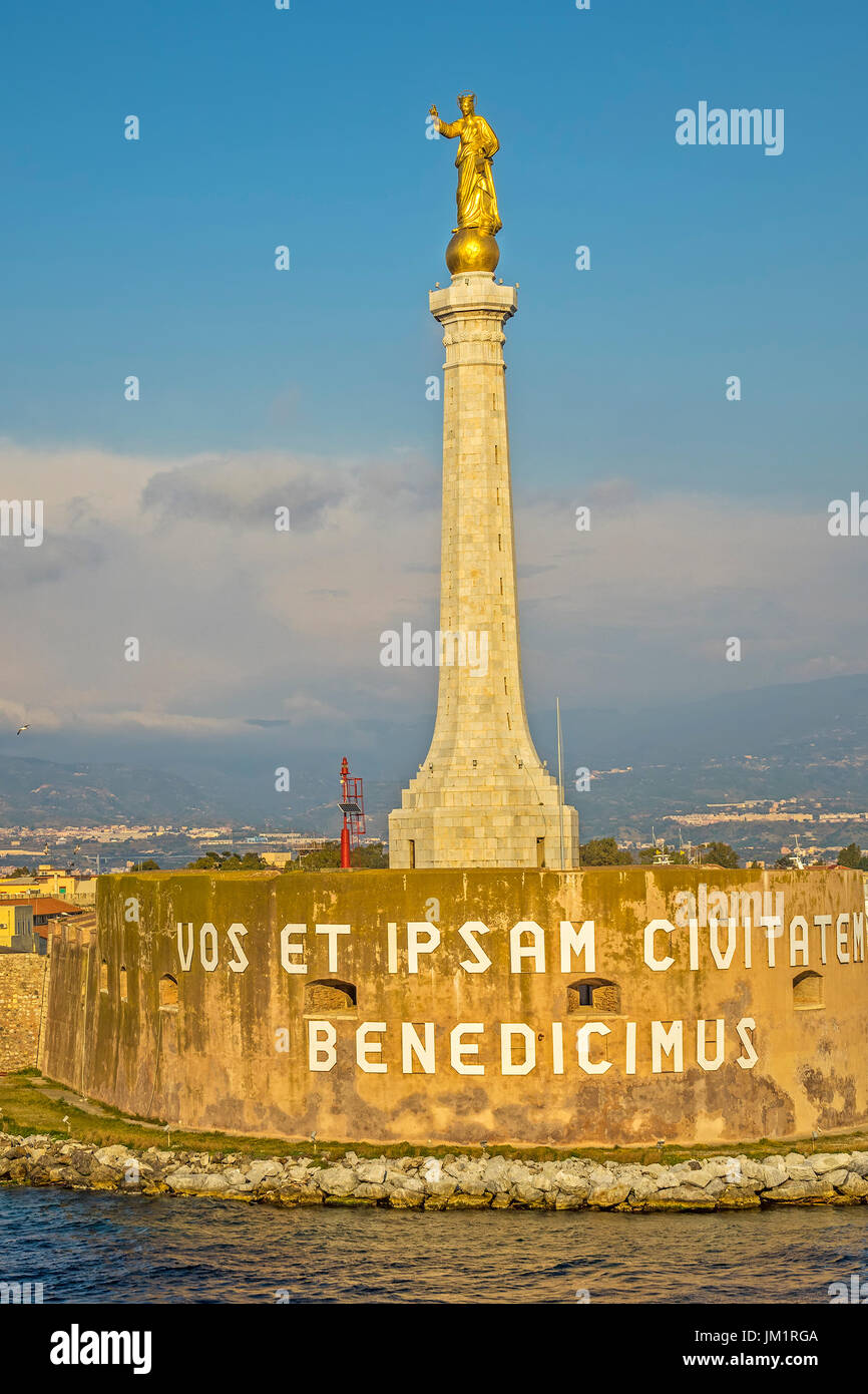 Harbour Entrance, Statue of Golden Madonna, Messina Italy Stock Photo ...