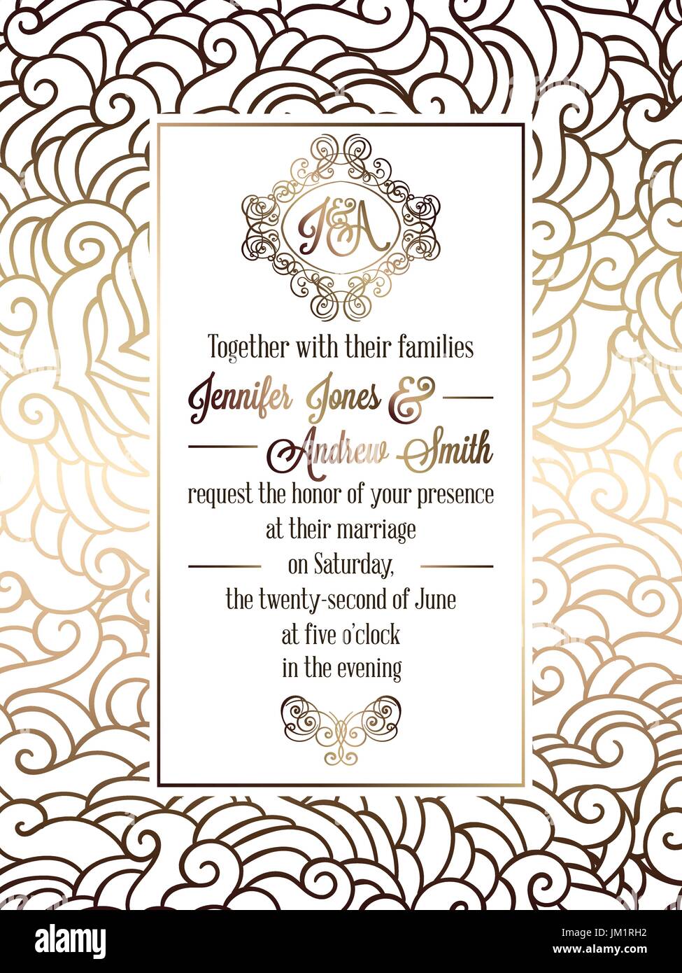 Vintage baroque style wedding invitation card template.. Elegant formal ...