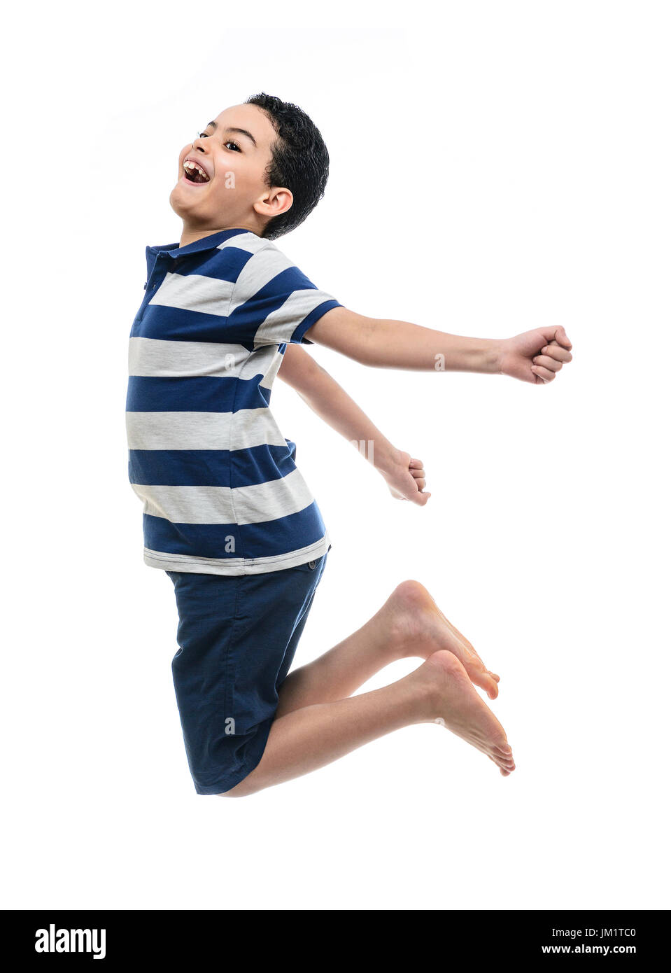 Happy Kid Jumping in The Air Isolated on White Stock Photo - Alamy